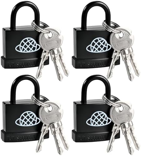 4pcs Weatherproof Padlock with Key for Outdoor Use, Keyed Outdoor ...
