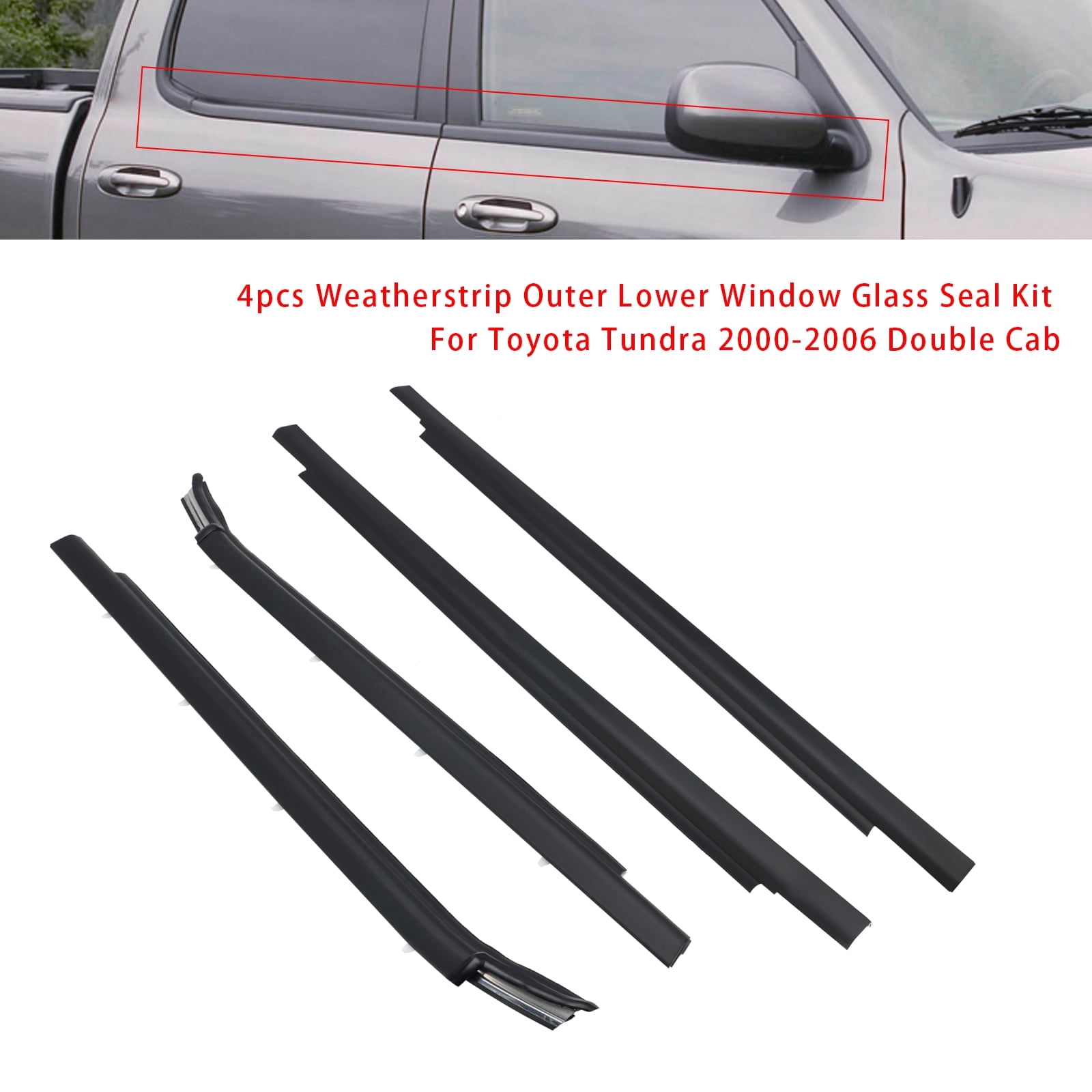4pcs Weatherstrip Outer Lower Window For Toyota Tundra 2000-2006 Double ...