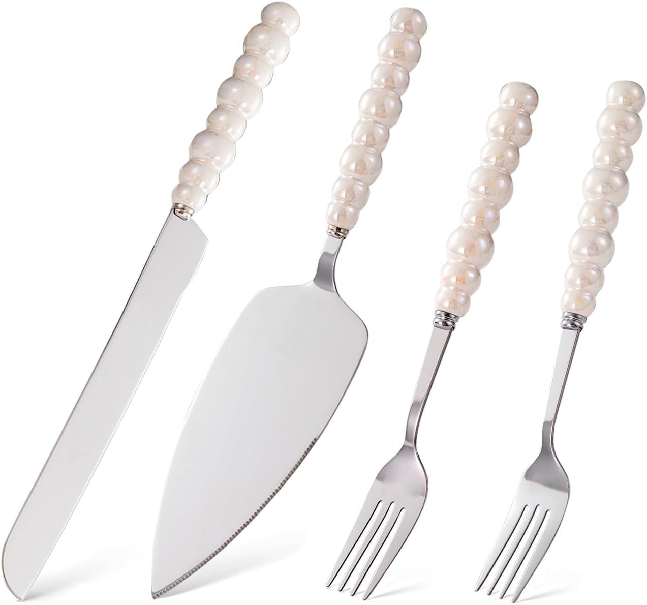 4pcs, Wedding Cake Knife and Server Set,Pearl Handle Cake Cutting Set ...