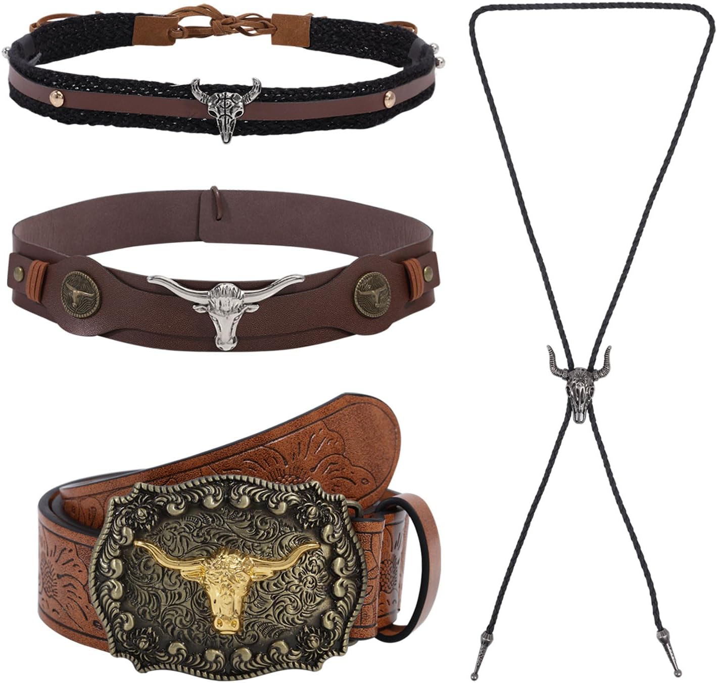 4pcs Western Cowboy Accessories Include 2pcs Cowboy Ethnic Western Hat ...