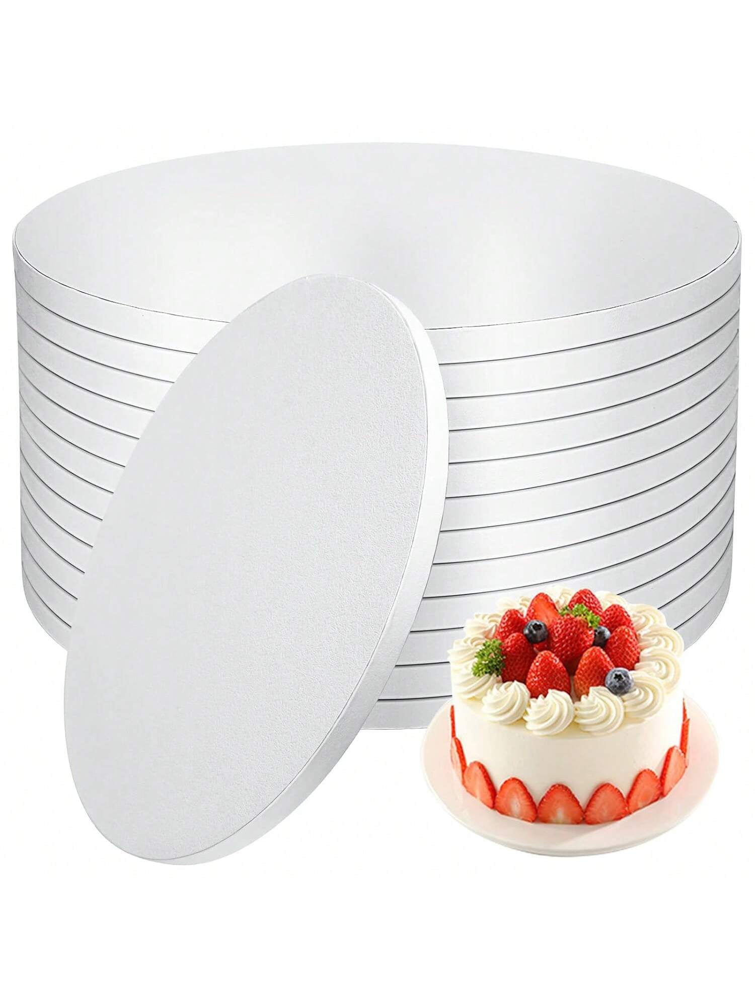 4pcs White 8-Inch Round Cake Boards, 1/2-Inch Thick Cardboard, Sturdy ...