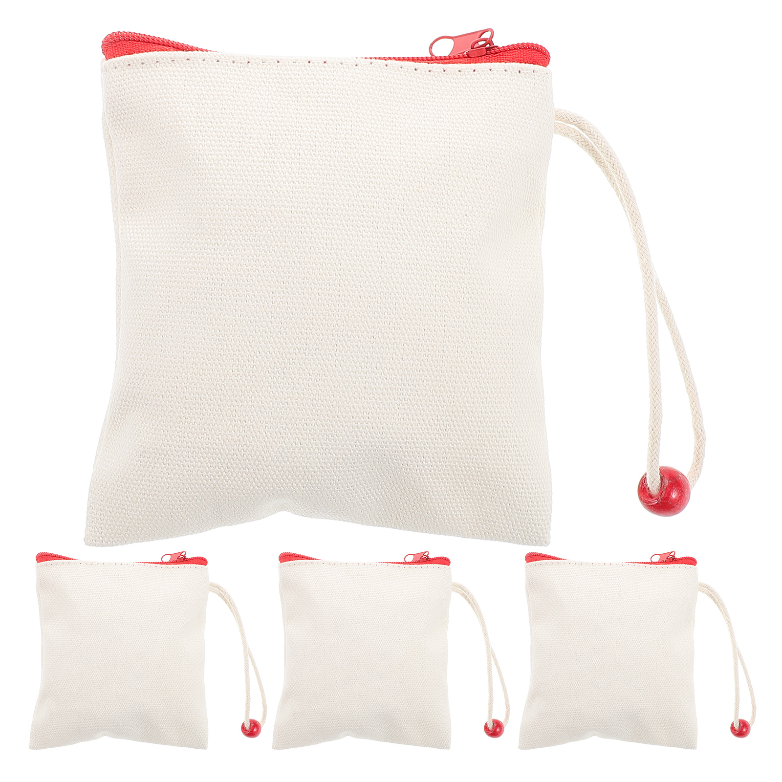 4pcs White Canvas Coin Purse Small Zipper Bags for Women Cute Blank ...