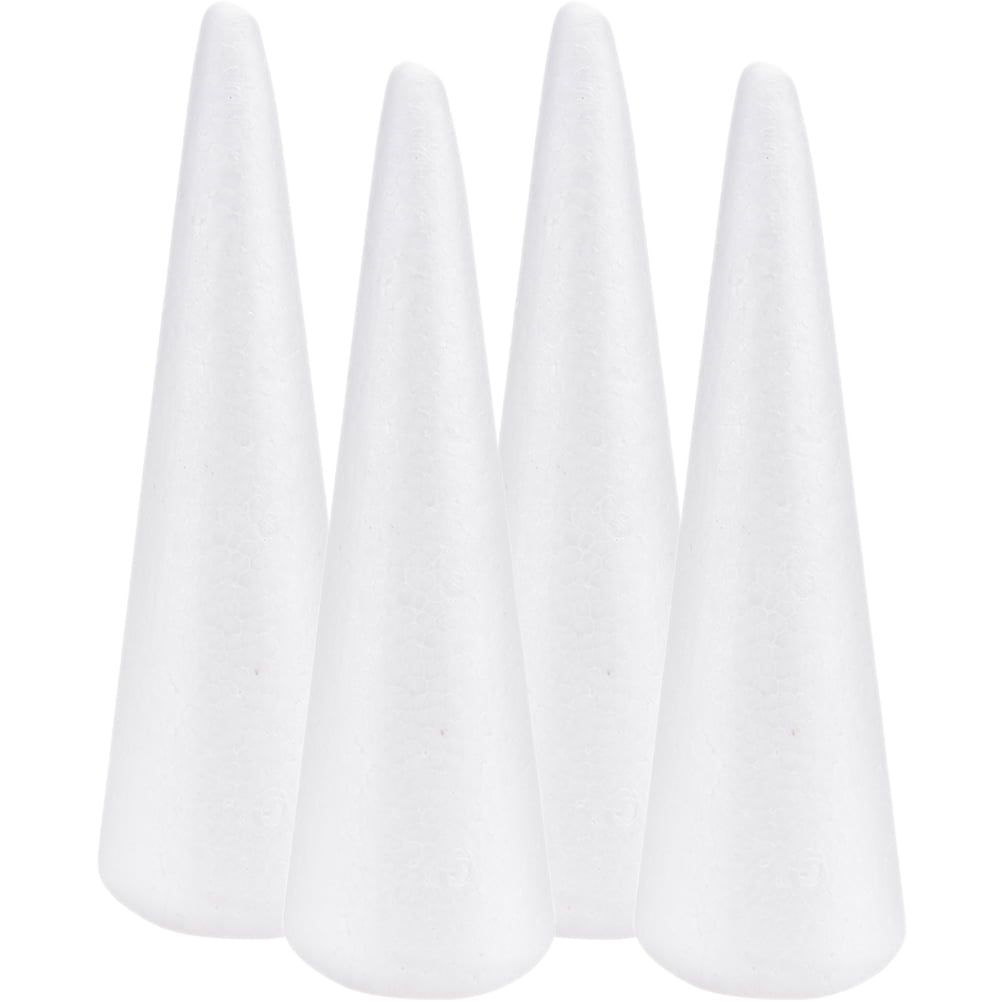 4pcs White Foams Cones DIY Craft Cones DIY Material DIY Kids Toys Kids ...