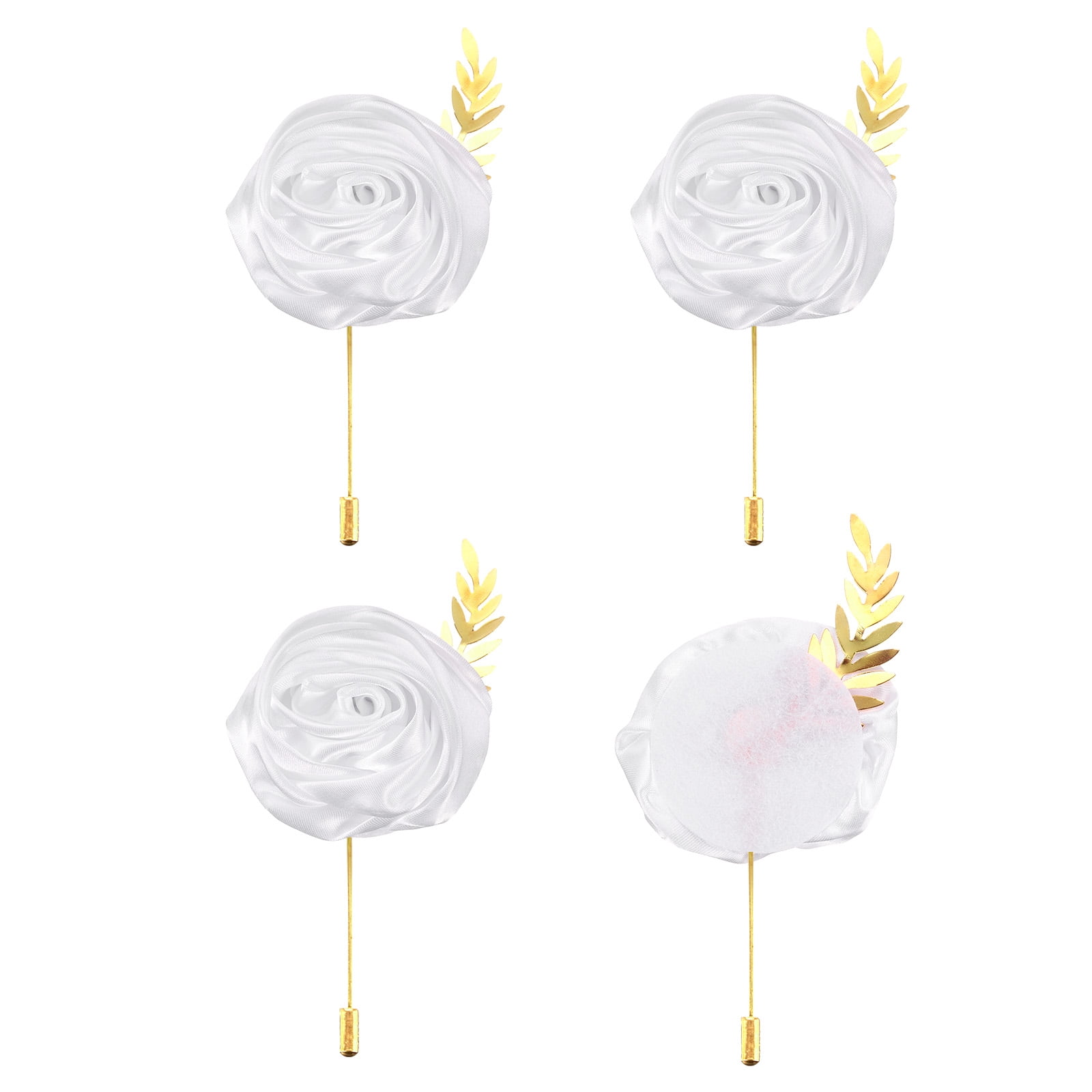 4pcs White Rose Boutonnieres Flower Buttonholes Pocket Boutonnieres ...