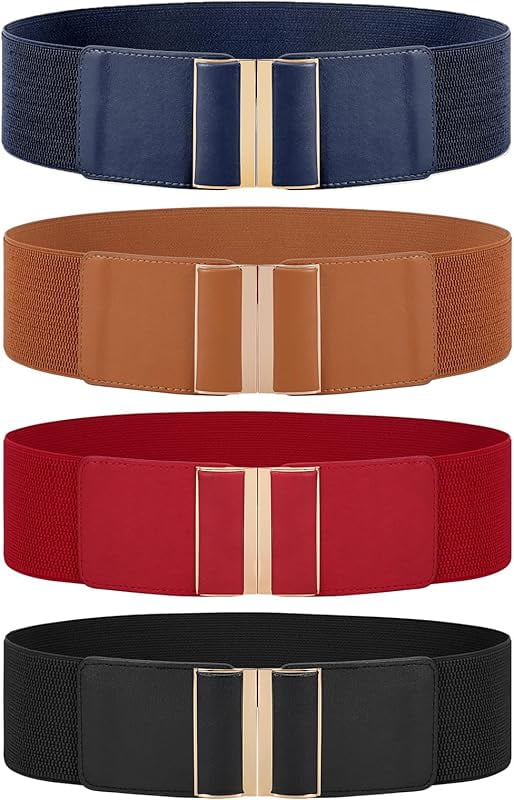 4pcs Wide Elastic Waist Belt Dress Belts for Women - Walmart.com