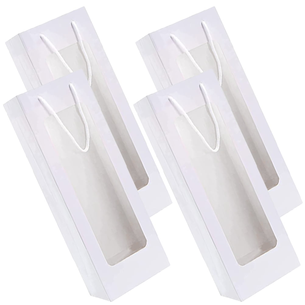 4pcs Wine Gift Bags Kraft Paper Wine Bags with Window Red Wine ...