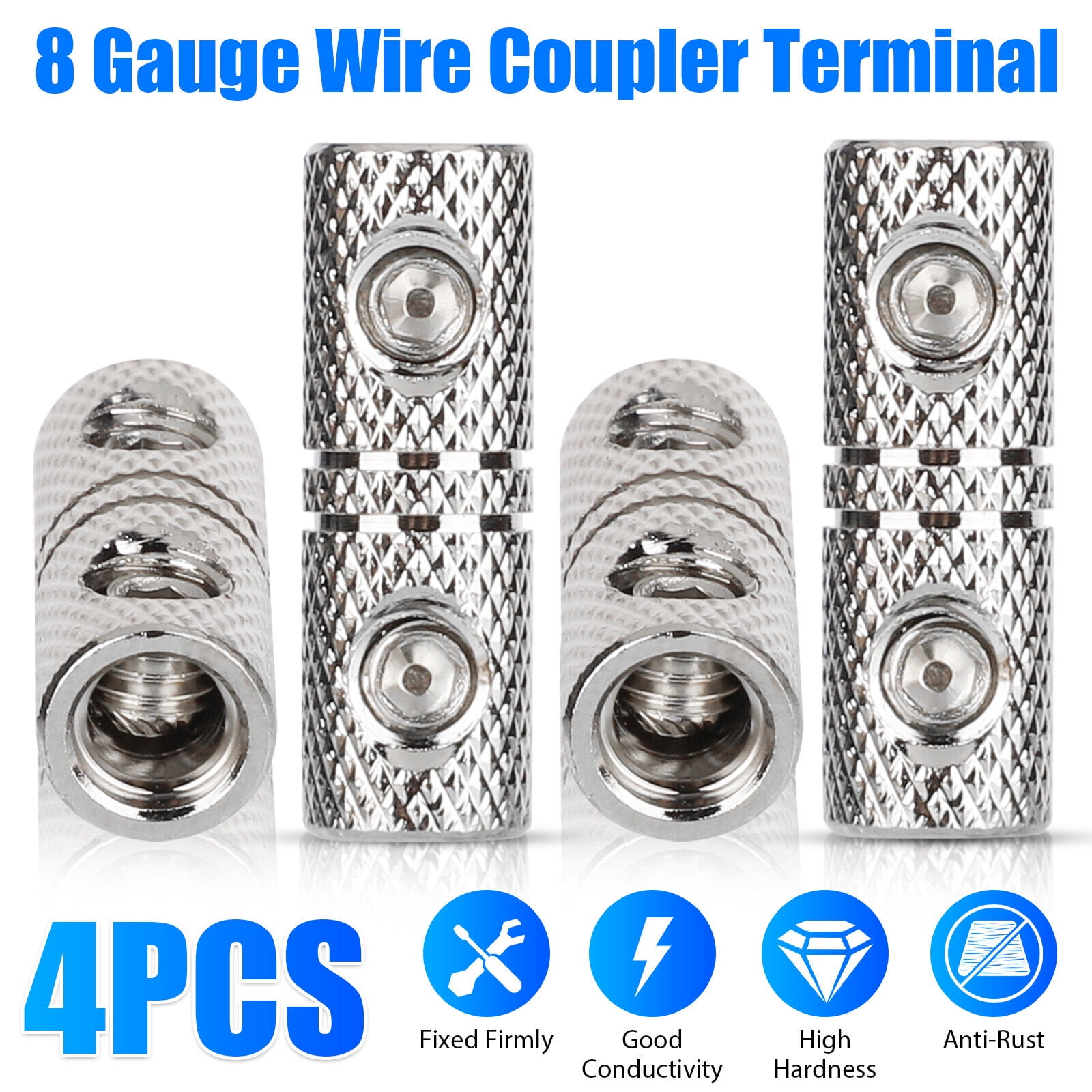 4pcs Wire Coupler Terminal Butt Connector 8 GA Gauge Input and Output ...