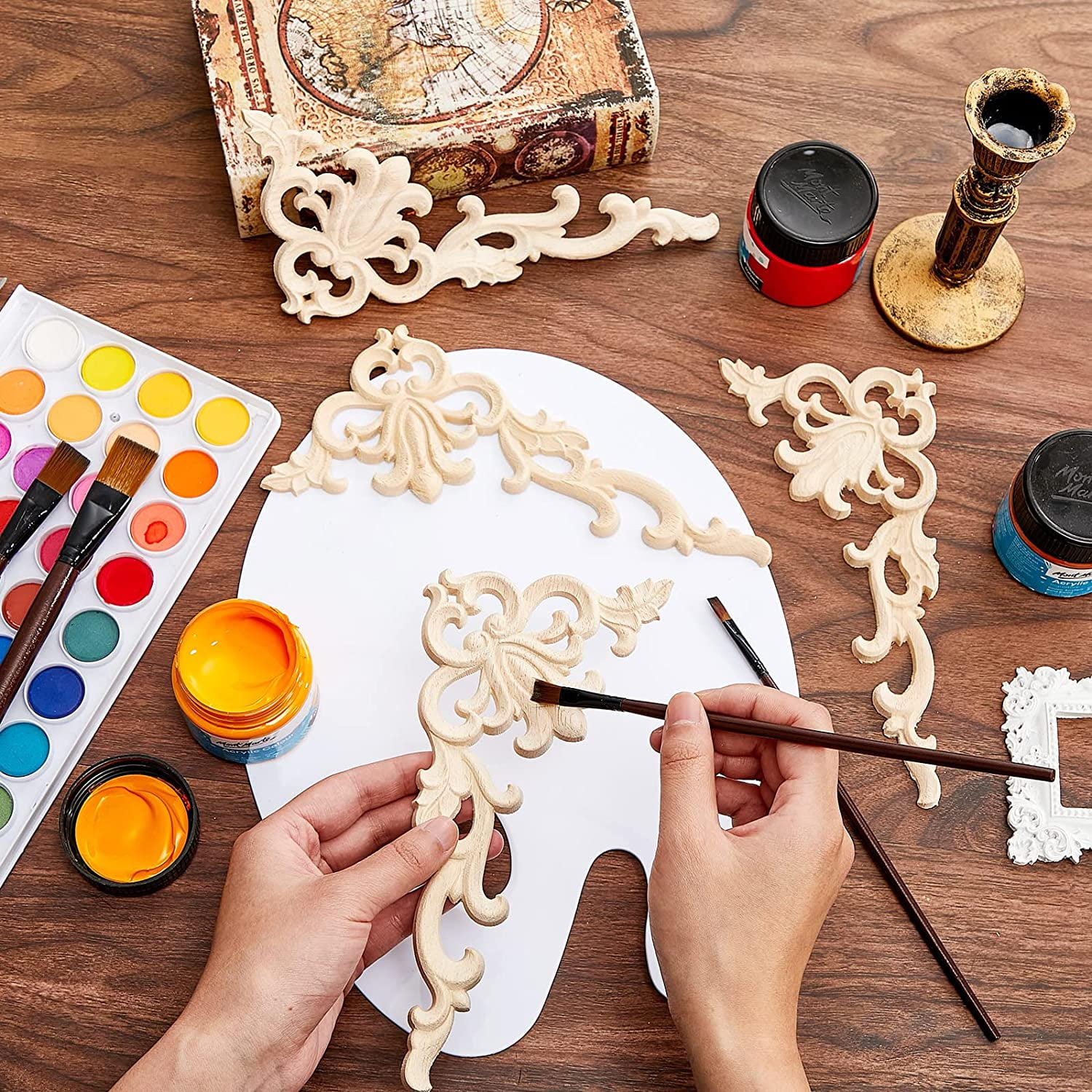 4pcs Wood Applique,Kitchen Cabinet Decor,Wood Decor,Retro Decor, Wood ...