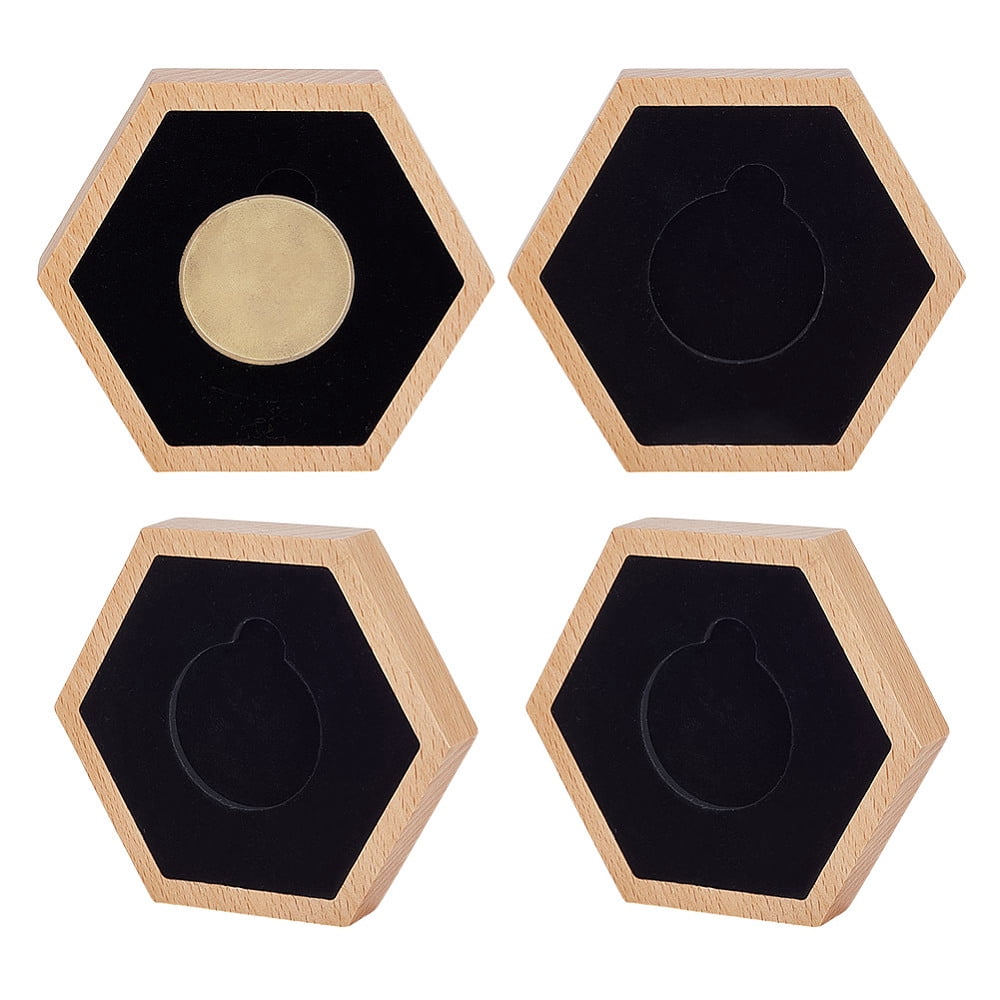 4pcs Wood Coin Boxes with Base Commemorative Coin Collection Supplies ...