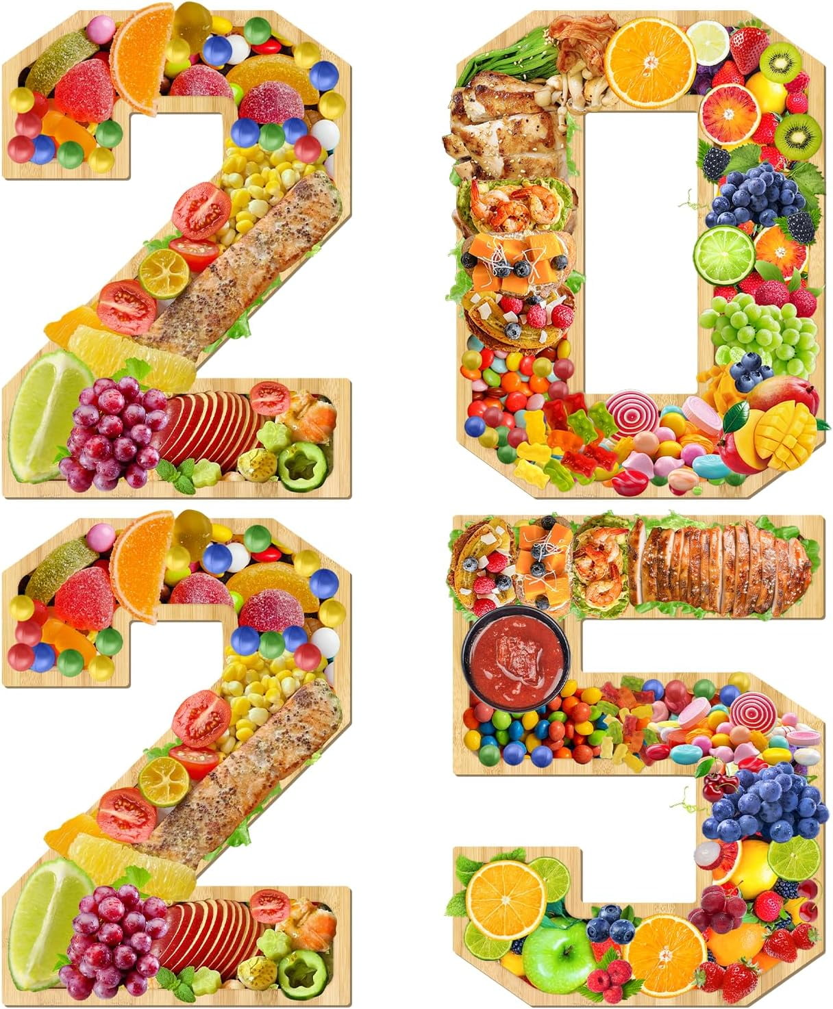 4pcs Wooden 2025 Graduation Decorations 2025 Charcuterie Numbers ...