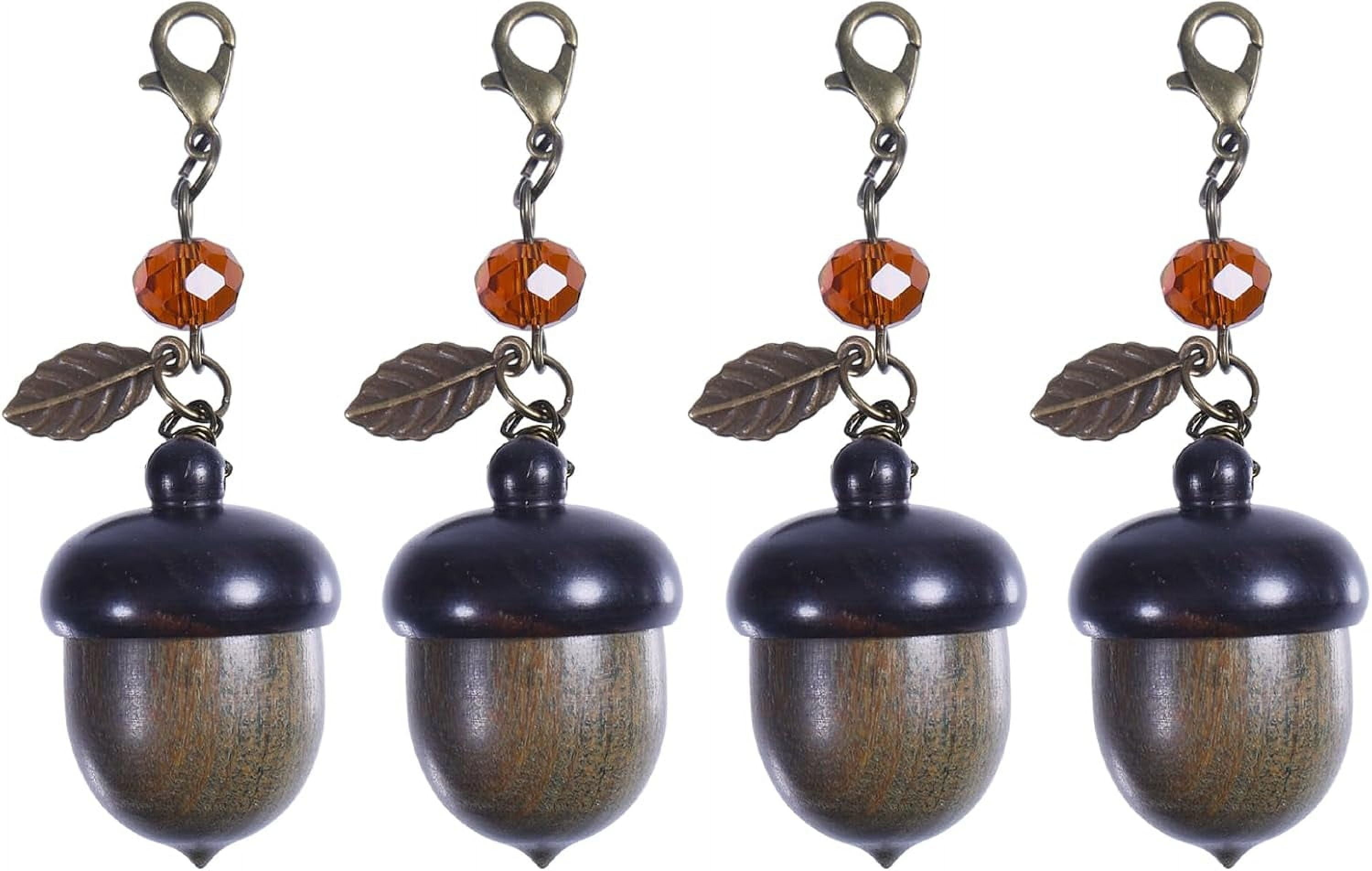 4pcs Wooden Acorn Keychain Decoration with Alloy Lobster Claw Clasps ...
