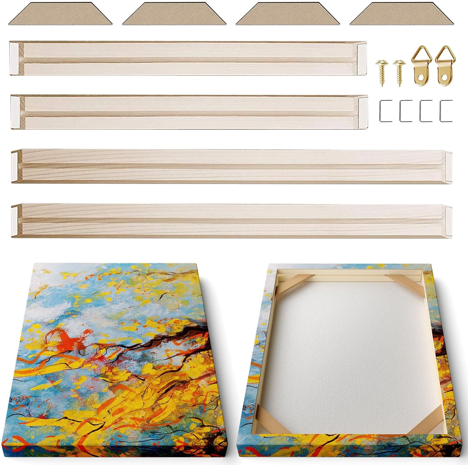 4pcs Wooden Canvas Stretcher Bars Canvas Frame Kit for Gallery Wraps ...