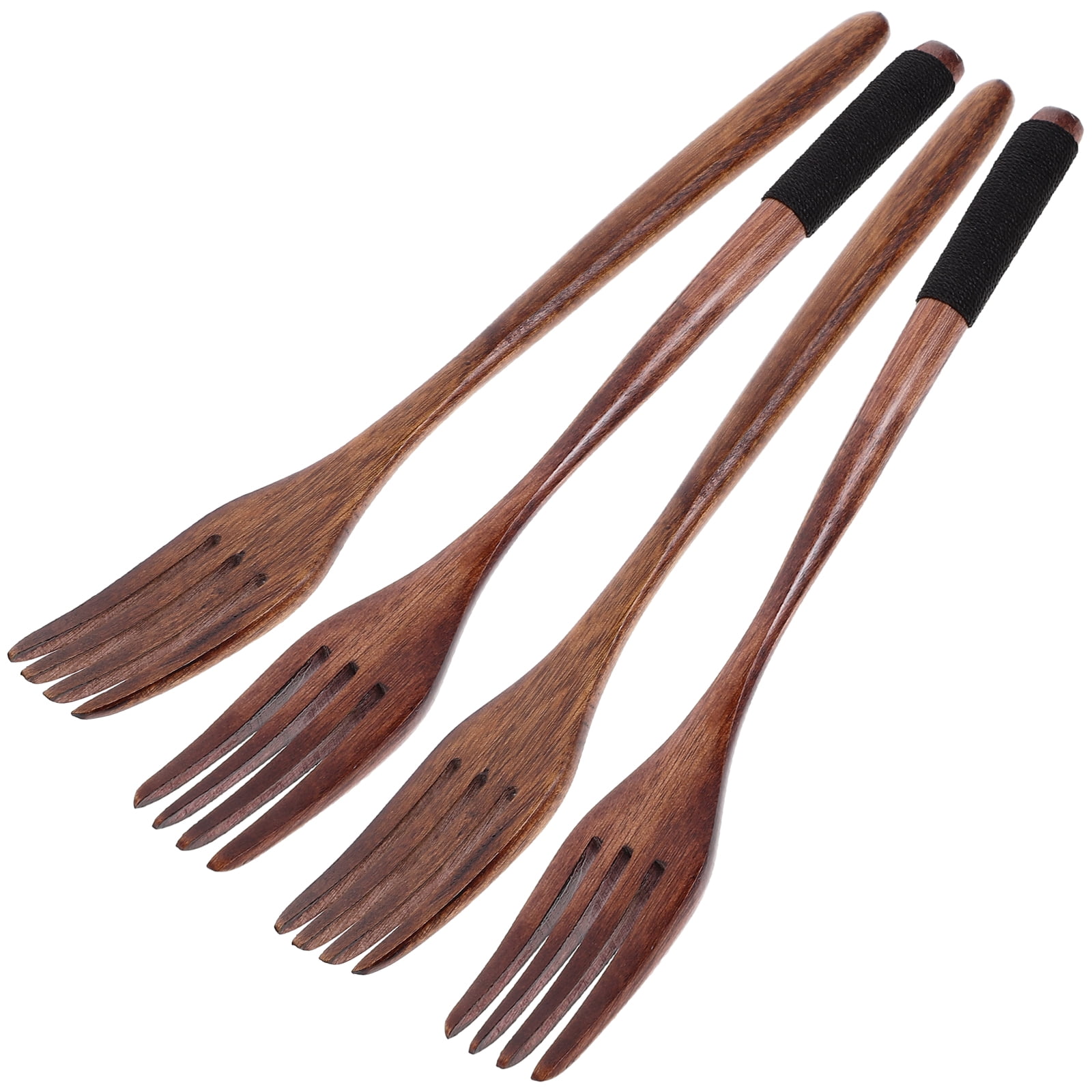 Set of 4 Wooden Forks for Cooking and Eating - Kitchen Utensils ...