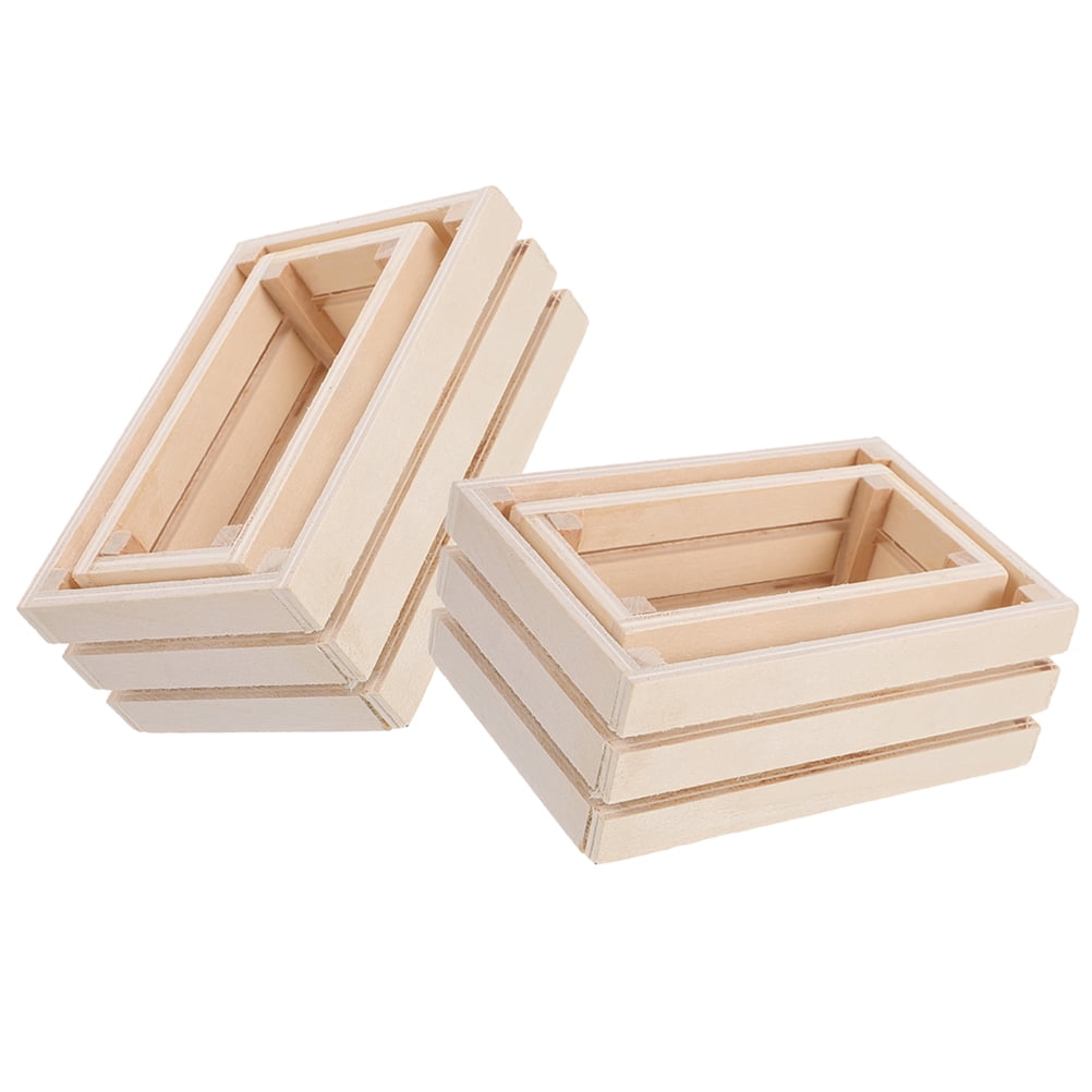 4pcs Wooden Miniature Crates Mini Fruit Baskets Miniature House ...