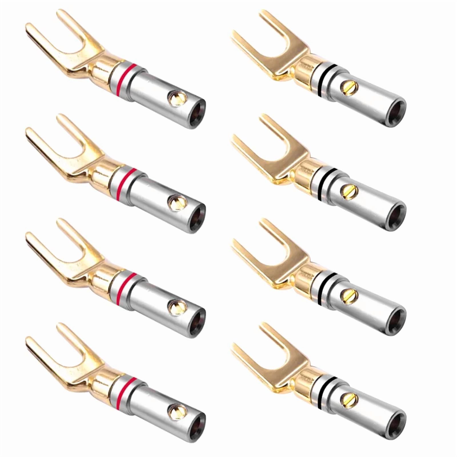 4pcs Y U Shape Banana Plug Conenctor Gold Plated Spade Speaker Banana ...