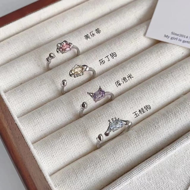 4pcs Y2K Kuromi Ring Cinnamoroll Sanrio Luxury Versatile Minimalist ...