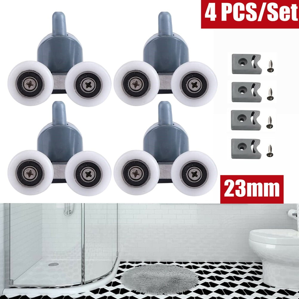 4Pcs Zinc Alloy Twin Shower Door Rollers/Runners Wheels 23Mm Wheel Home ...