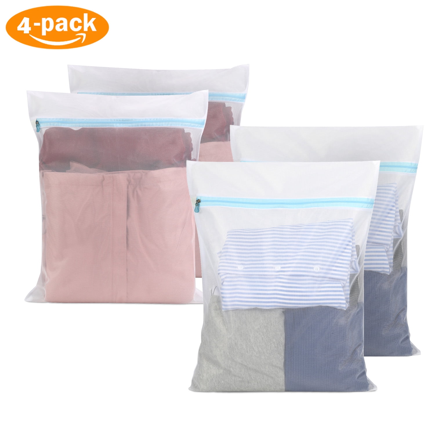 Cooltop 4Pcs Zippered Mesh Laundry Bag, Breathable Washer Bags for Home ...