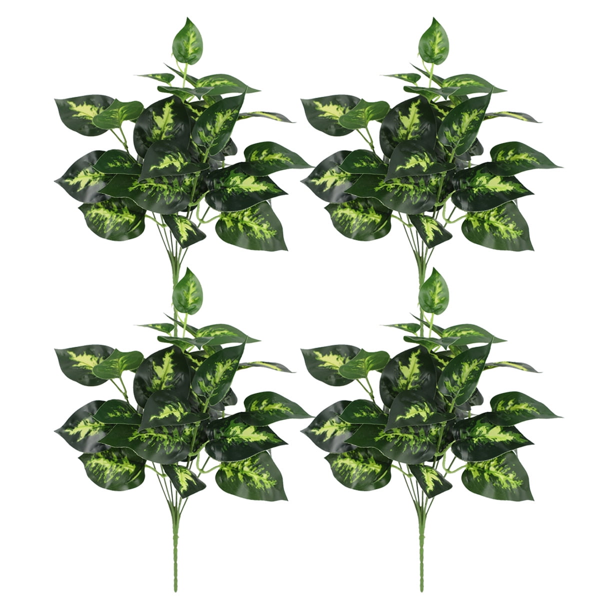 4pcs artificial green leafy plants Fake tropical large palm leaf plants ...