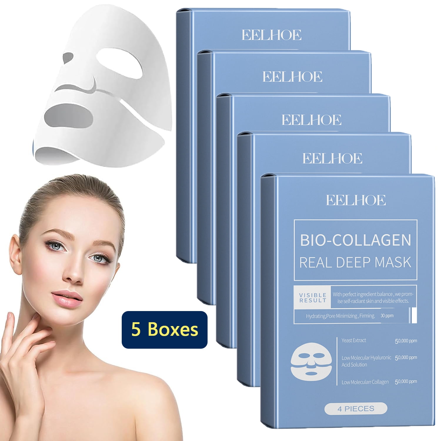 4pcs/box Bio Collagen Real Deep Mask Pack Moisturizing and Firming Mask ...