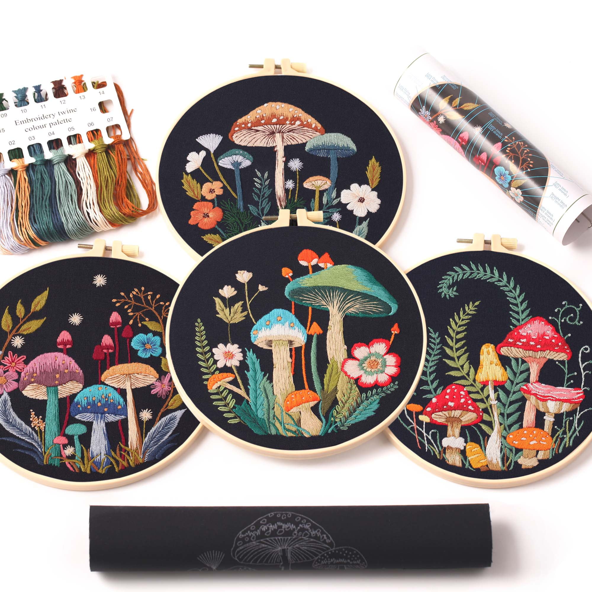 4pcs of embroidery starter kit with patterns and instructions, DIY ...