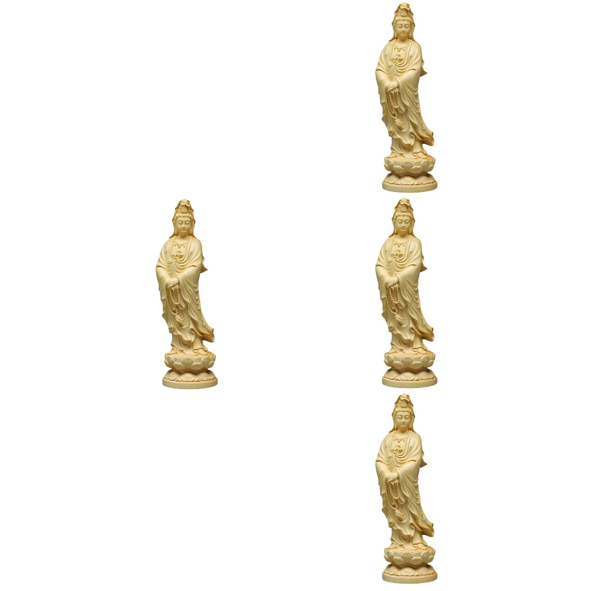 4pcs guan tree yin statue quan yin sculpture wooden kwan yin figurine ...
