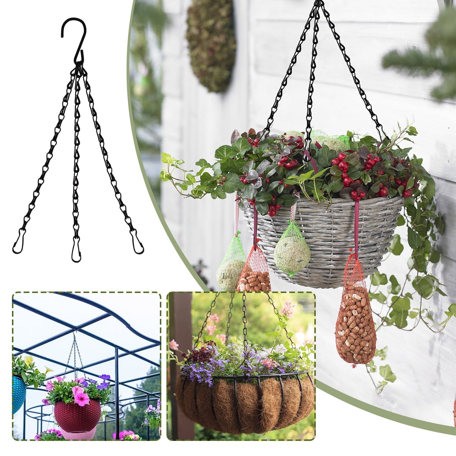 4pcs hanging basket chains flower pot replacement chain hanger for bird ...