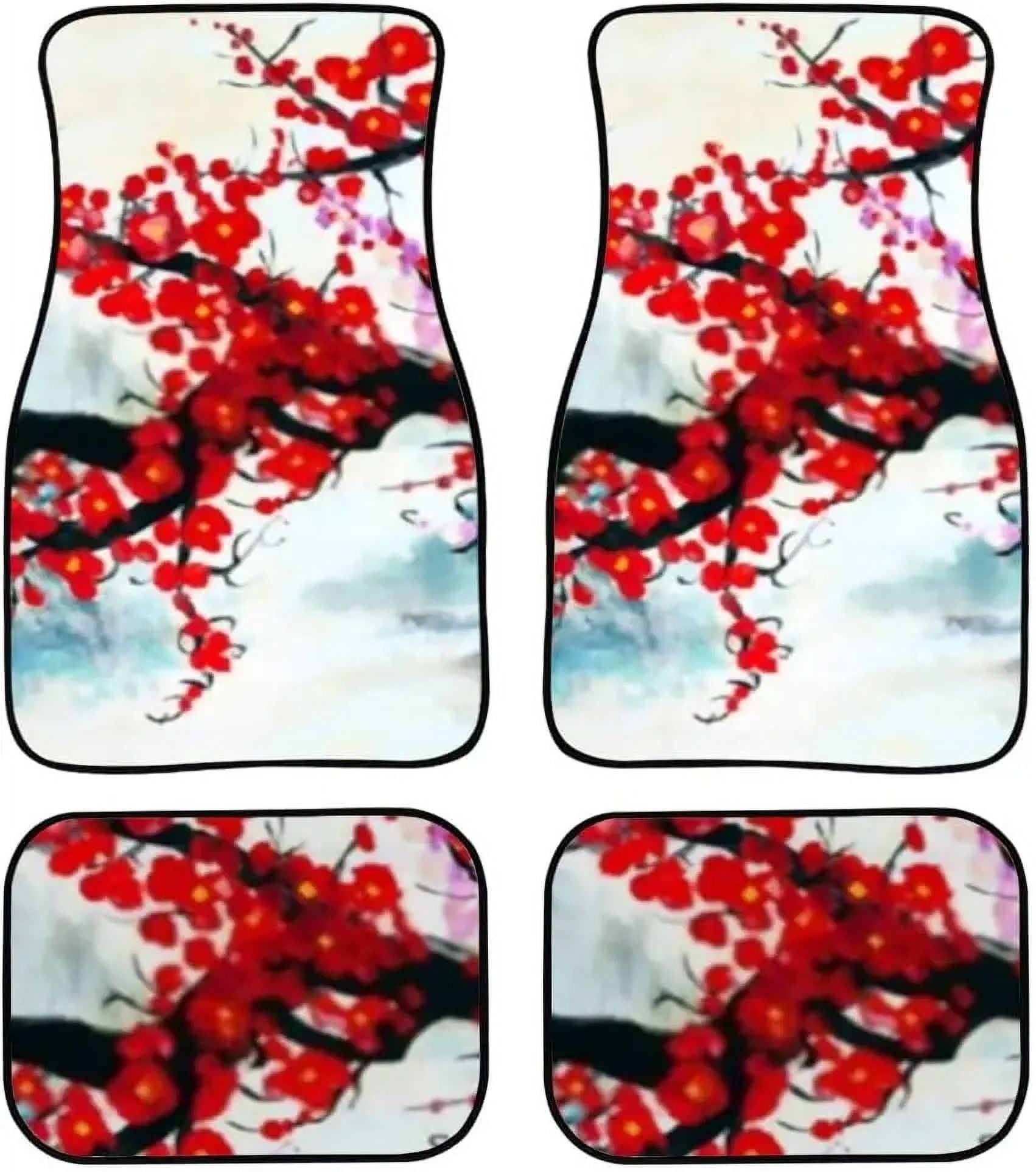 4pcs jdm sakura flower fabric floor mats interior carpets universal ...
