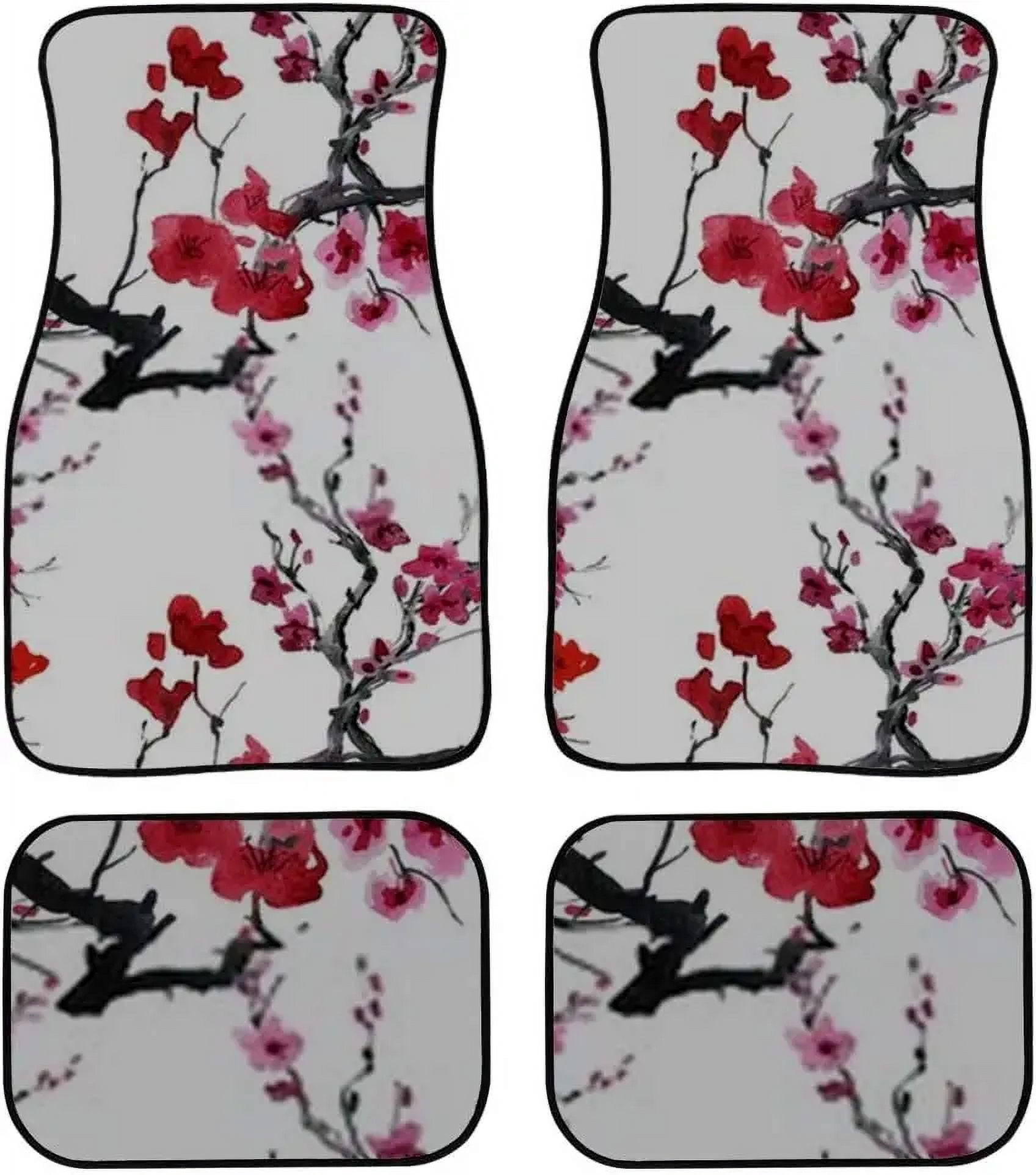 4pcs jdm sakura flower fabric floor mats interior carpets universal ...