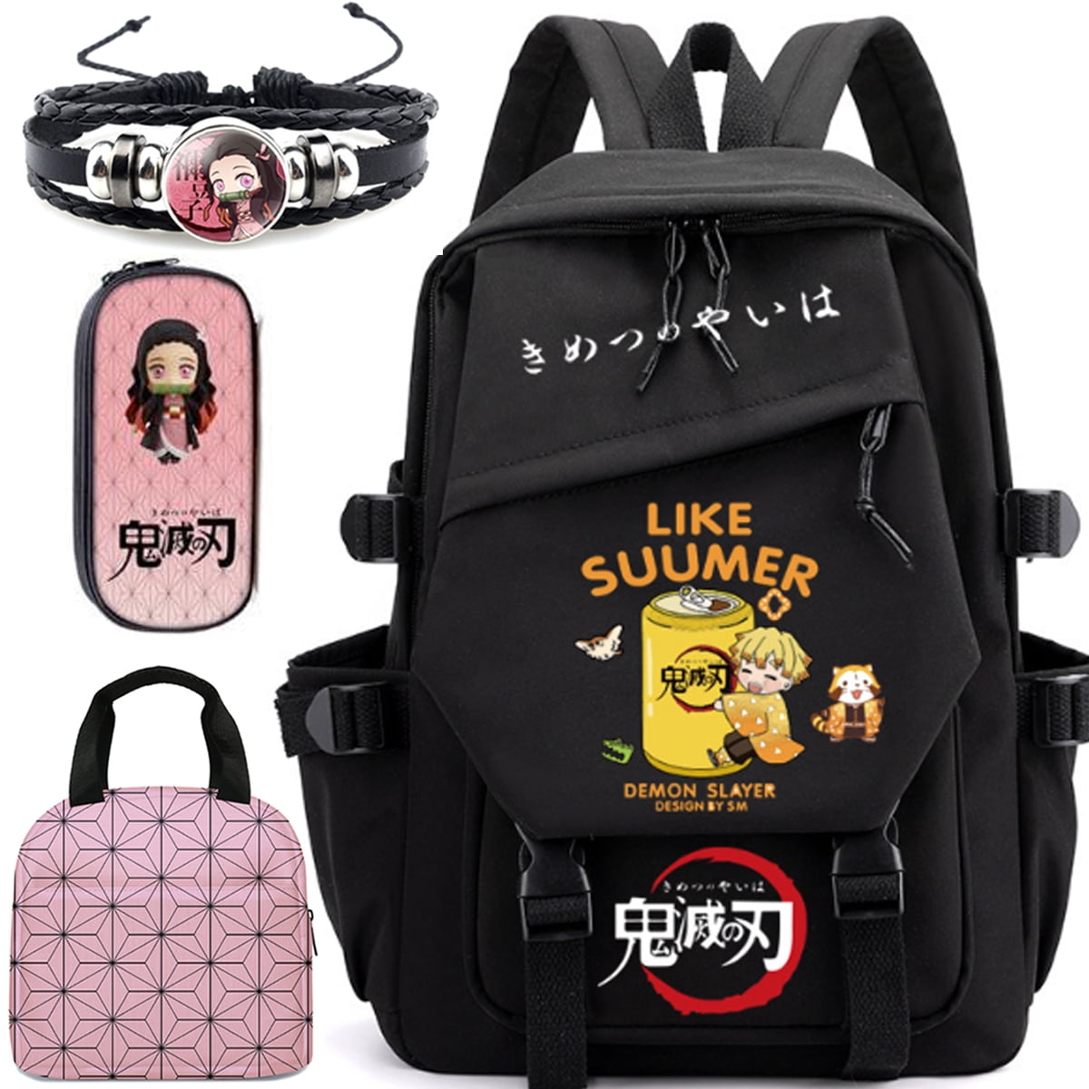 4pcs/kit Anime Demon Slayer School Backpack Laptop Bag - Walmart.com