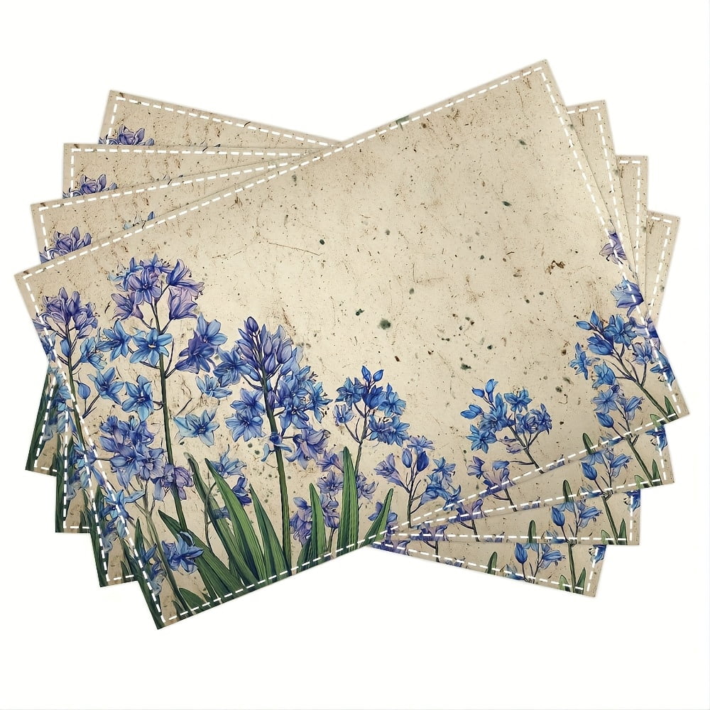 4pcs placemats, bluebell flowers Pattern placemats,fashion print ...