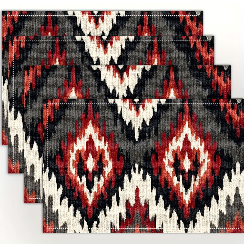 4pcs placemats, fashion print pattern table mat, for dining table ...