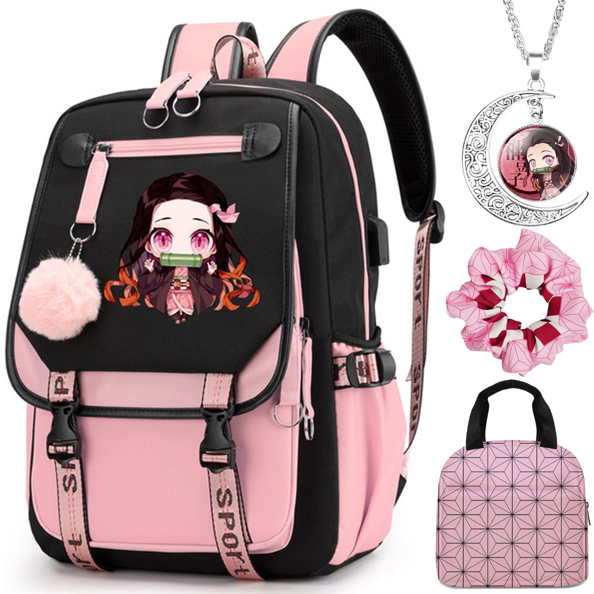 4pcs/set Demon Slayer Nezuko Book Bags School Backpacks - Walmart.com