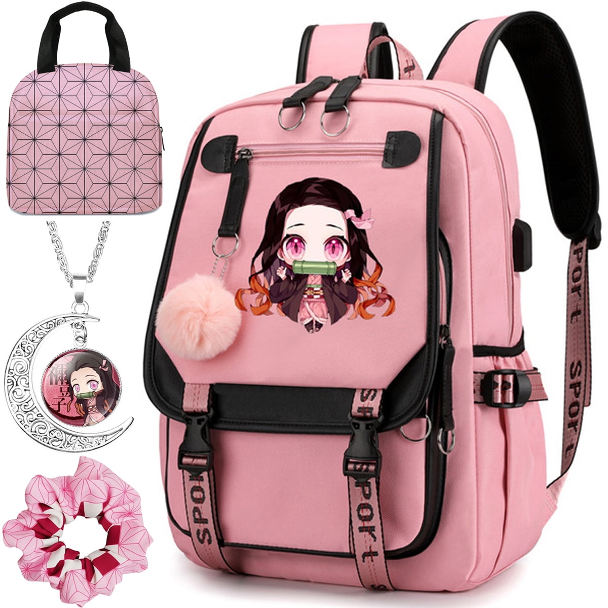 4pcs/set Demon Slayer Nezuko Book Bags School Backpacks - Walmart.com