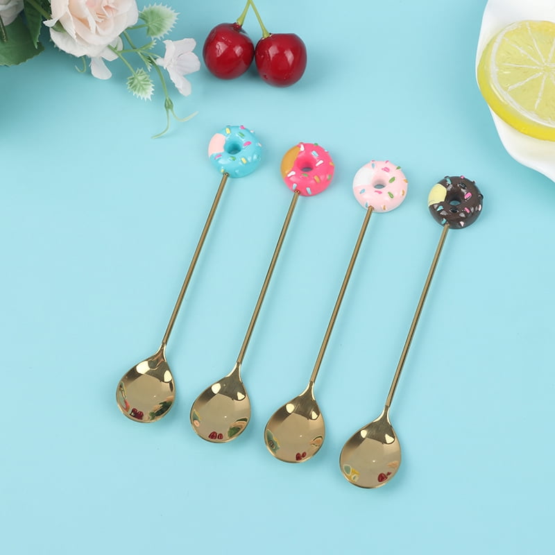 4pcs/set Donut Candy Spoon/Fork Milk Coffee Stirring Spoon Kitchen ...