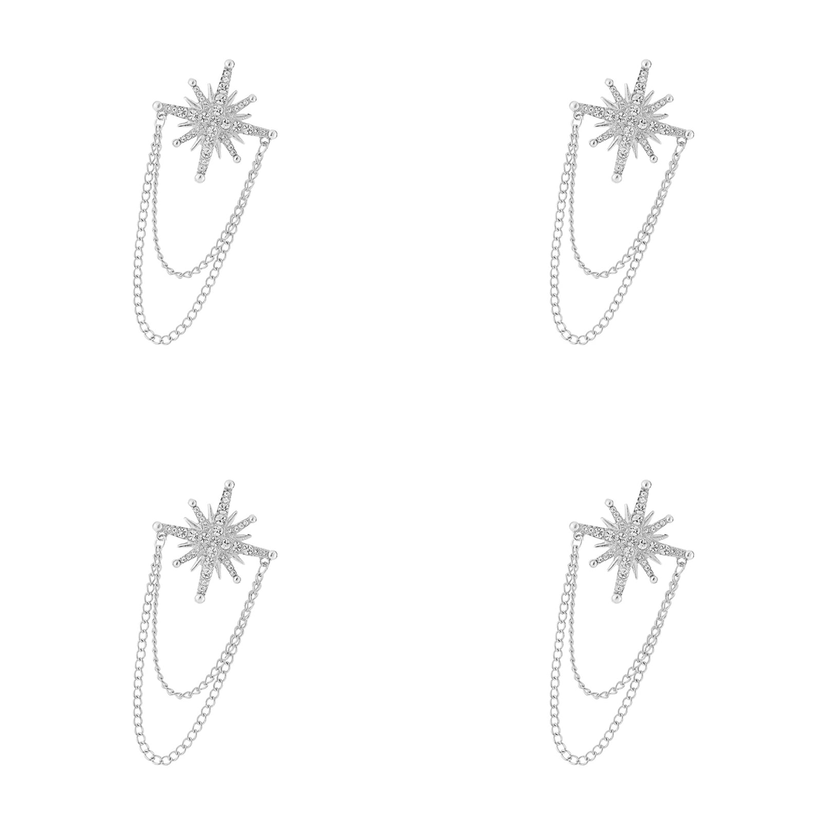 4pcs/set Fashionable Wear Resistant Suit Pins Alloy Chain Brooches Set ...