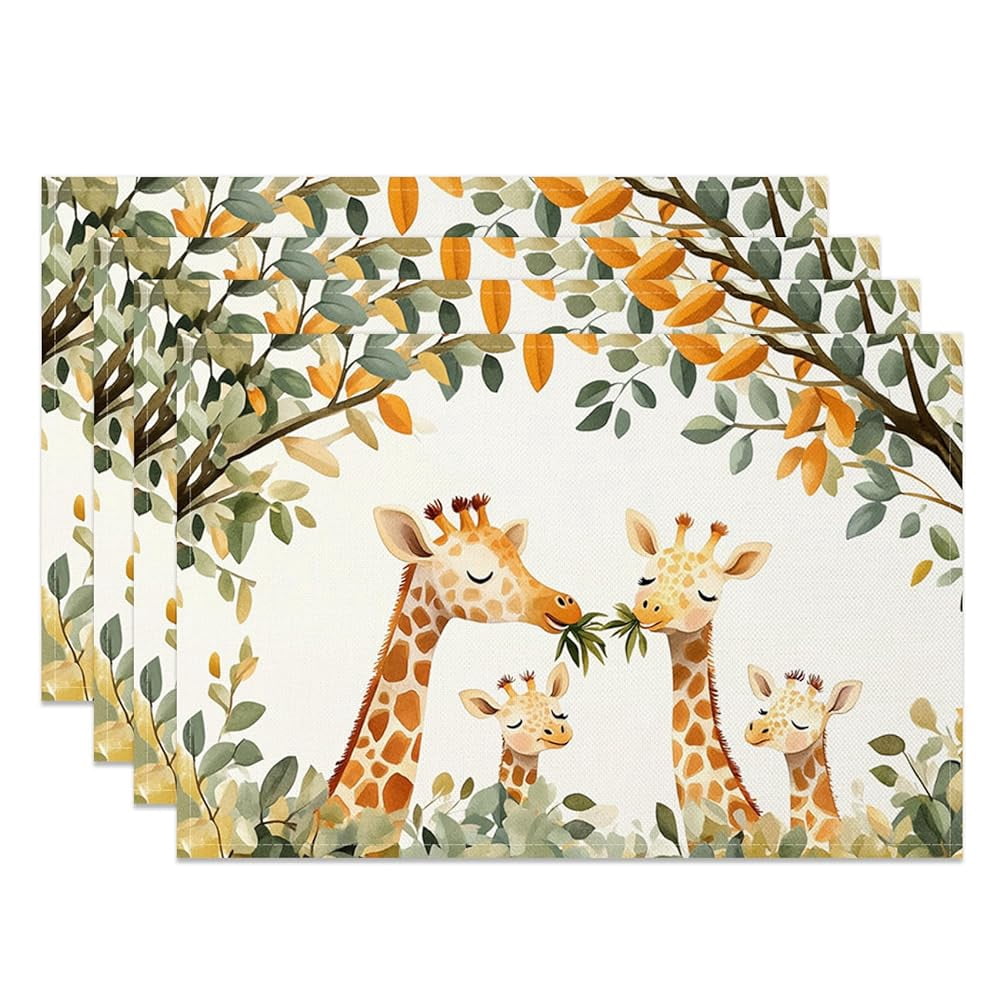 4pcs set, Giraffe Pattern placemats, fashion print pattern table mat ...