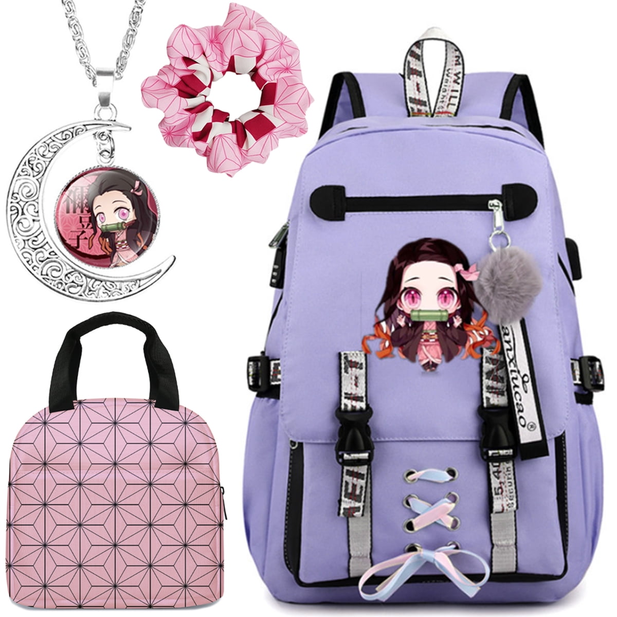 4pcs/set Rucksack Anime Demon Slayer Nezuko Backpacks - Walmart.com