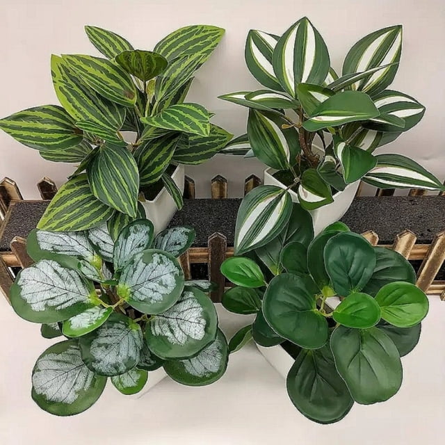 4pcs/set, Small Fake Plants In White Planters, Artificial Plants For ...