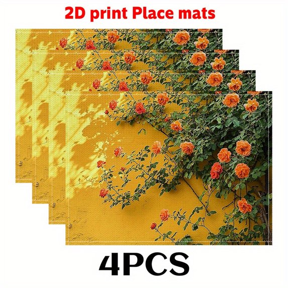 4pcs spring Place mats, Golden Fields Theme placemats,fashion print ...