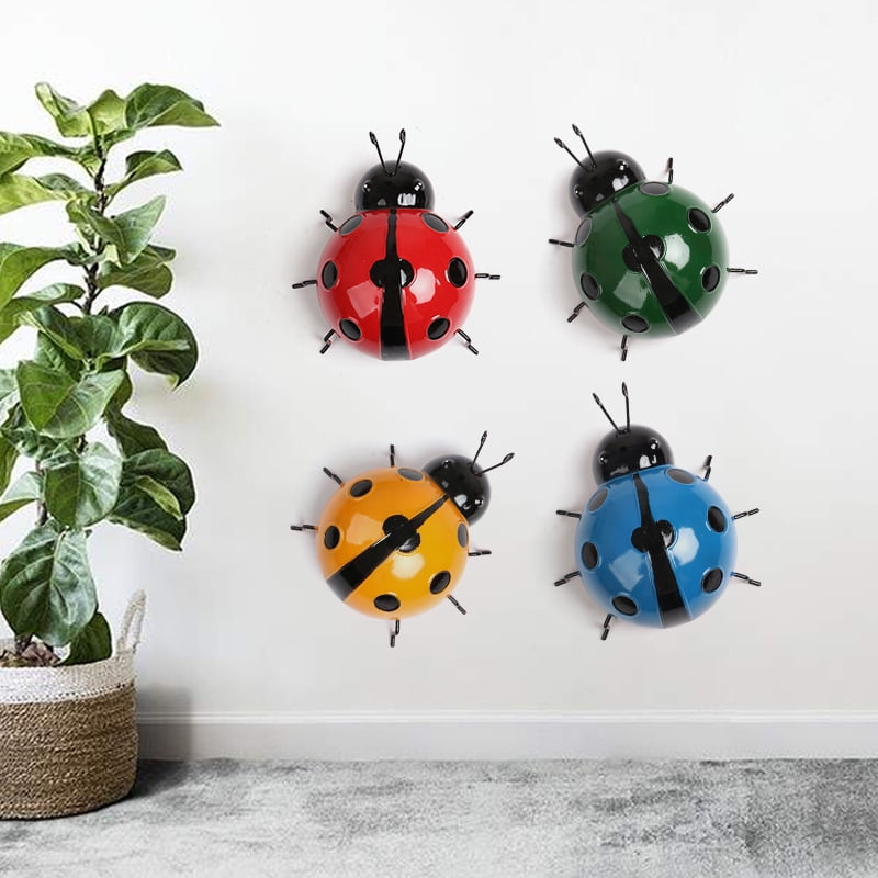 4pcsMetal Garden Wall Art Decor Set of Ladybugs Outdoor Garden Wall ...