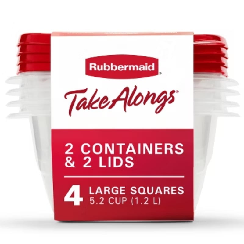 4pk 5.2c TakeAlongs Deep Square Food Storage Containers Ruby Red ...