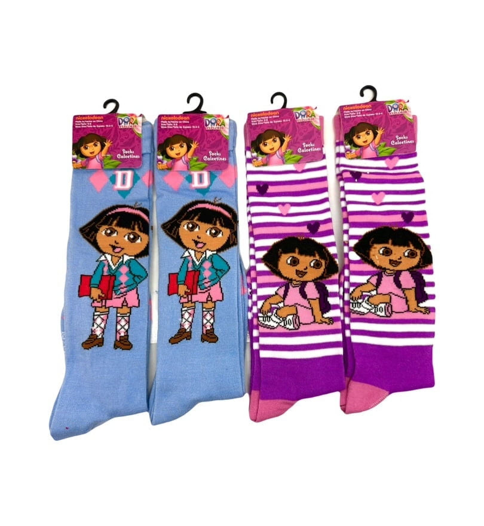 4pk Astd Nickelodeon Dora The Explorer Girl's Crew Socks (size 6-8 ...
