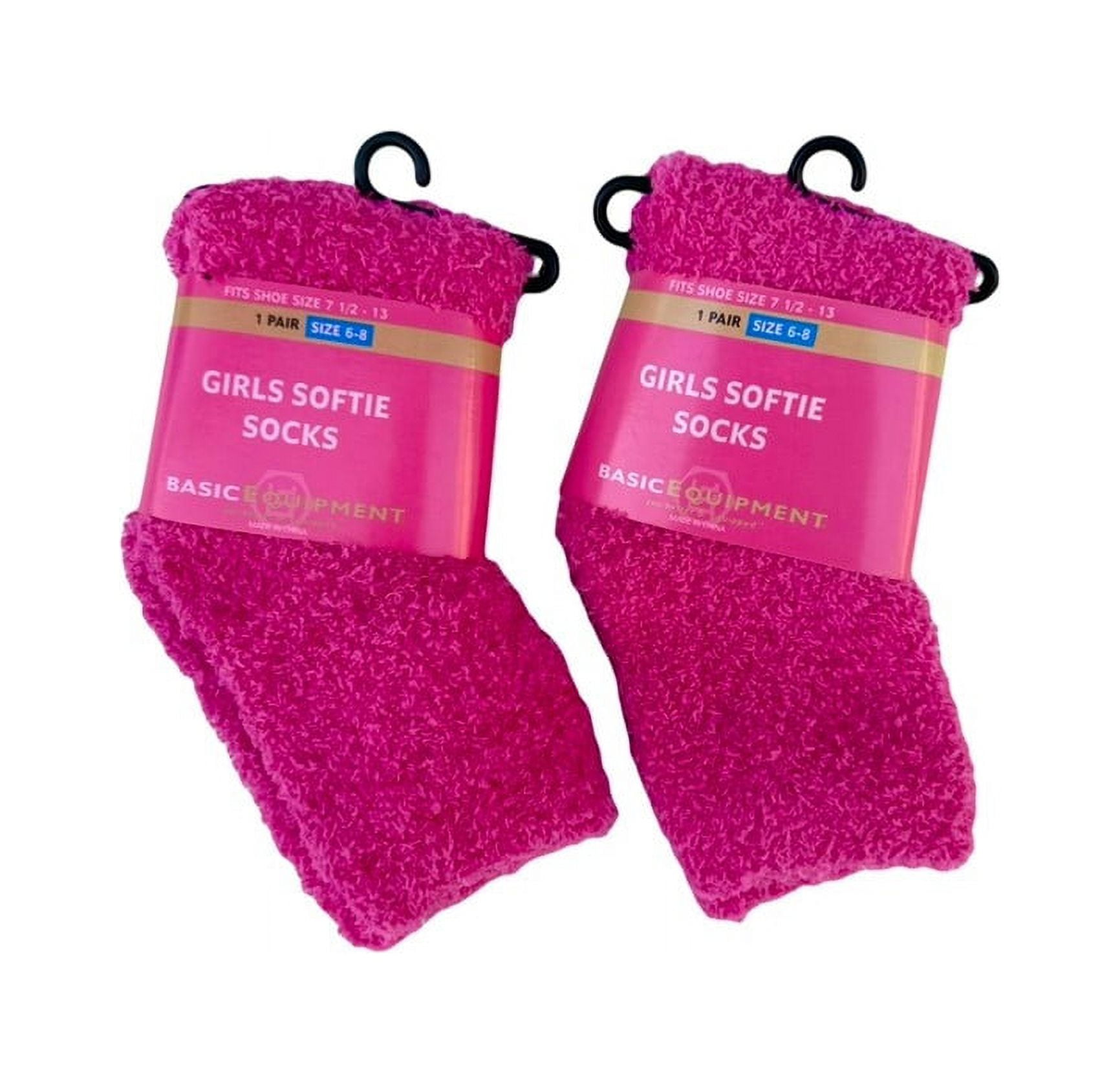 4pk Basic Equipment Girl's Softie Furry Socks (size 6-8) color Pink ...