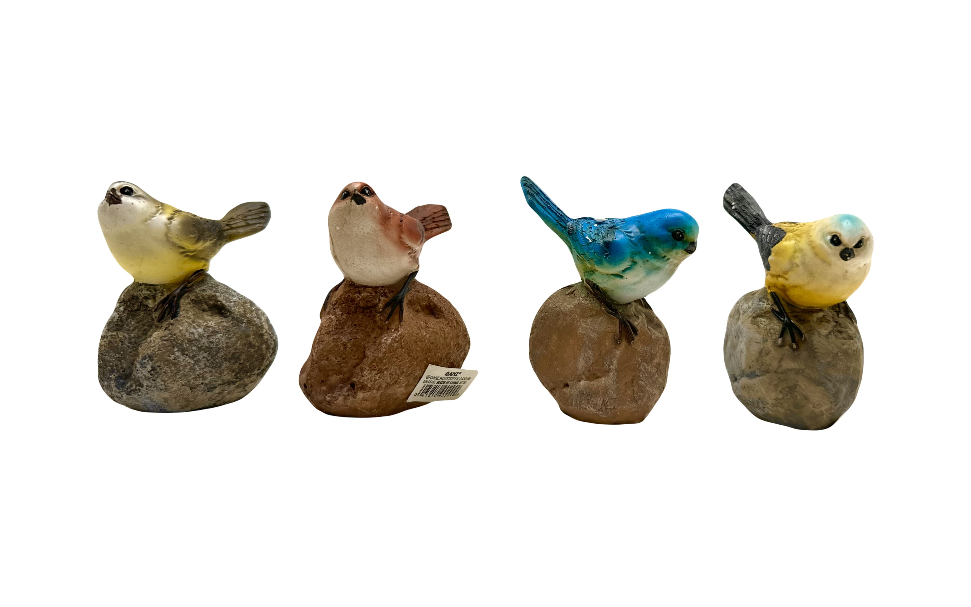 4pk Bird Figure Set - Perched on a Rock Bird Decorative Figure - By ...