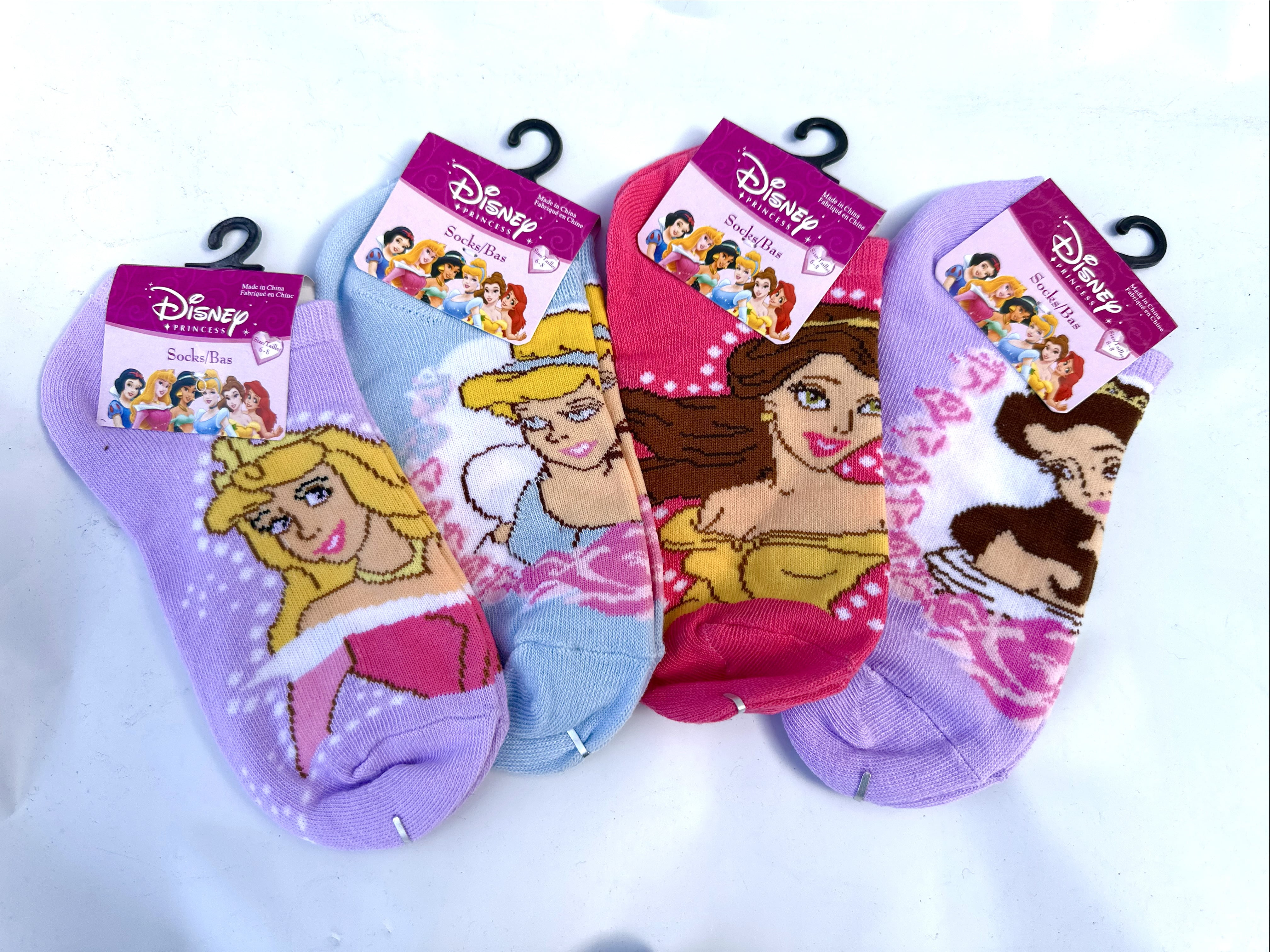 4pk Disney Princess Sock Set - Cinderella Aurora Belle Assorted (Kids ...