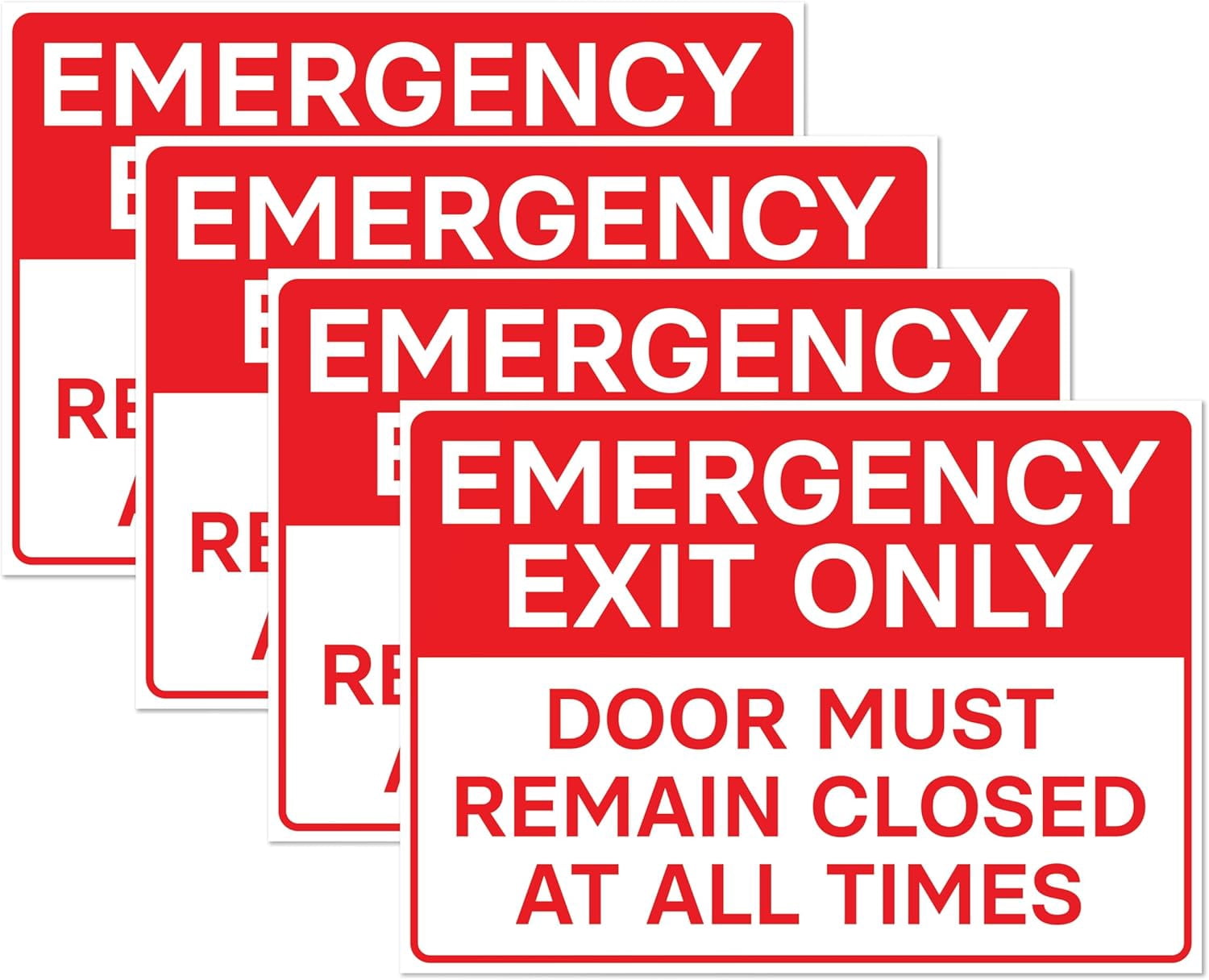 4pk Emergency Exit Only Door Must Remain Closed Signs | Self Adhesive ...