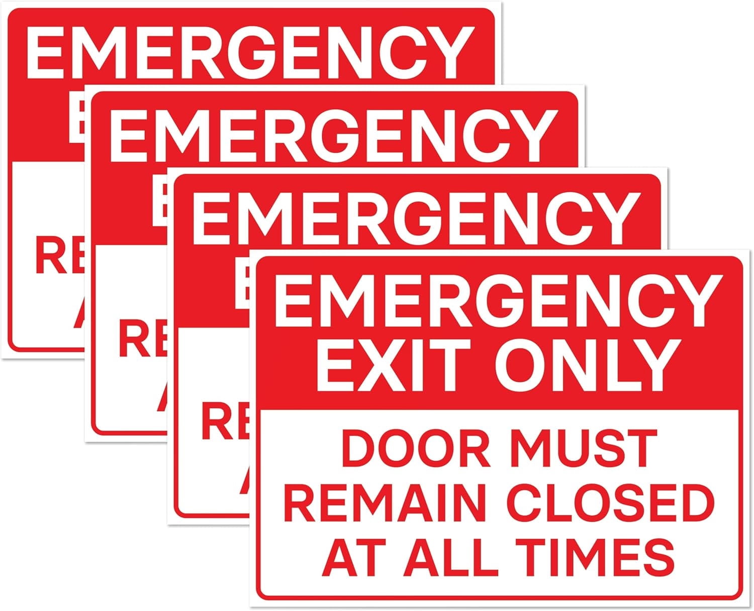4pk Emergency Exit Only Door Must Remain Closed Signs | Self Adhesive ...