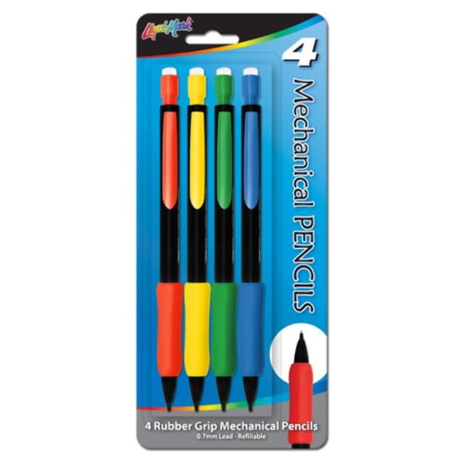 4pk HB #2 Lead Mechanical Pencils w/ Rubber Grip & Eraser - Assorted ...