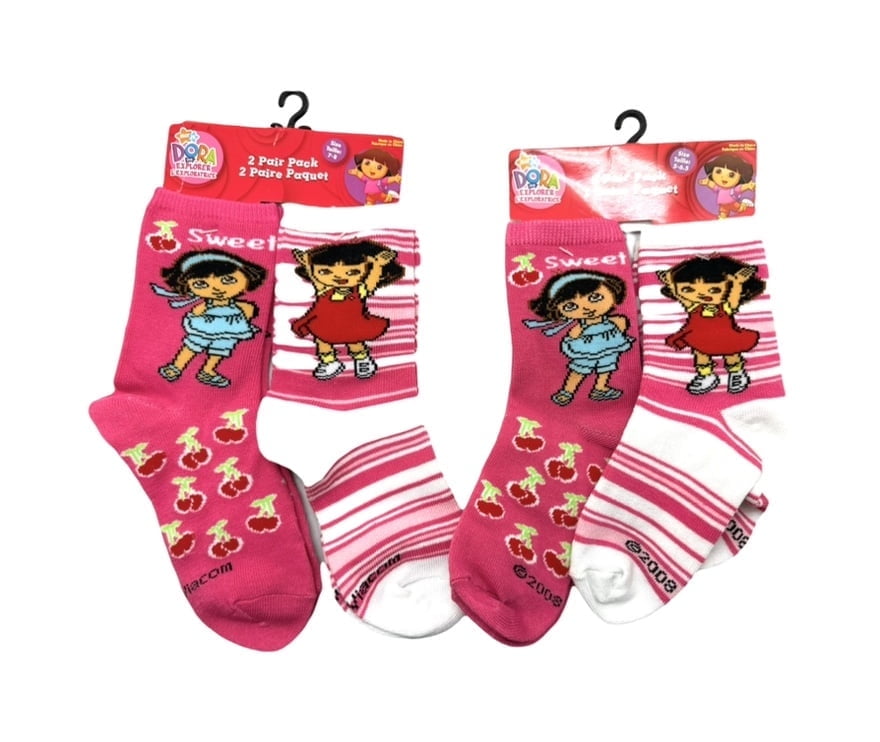 4 Pairs Nick Jr Dora The Explorer Girl's Crew Socks (size 6-8 ...